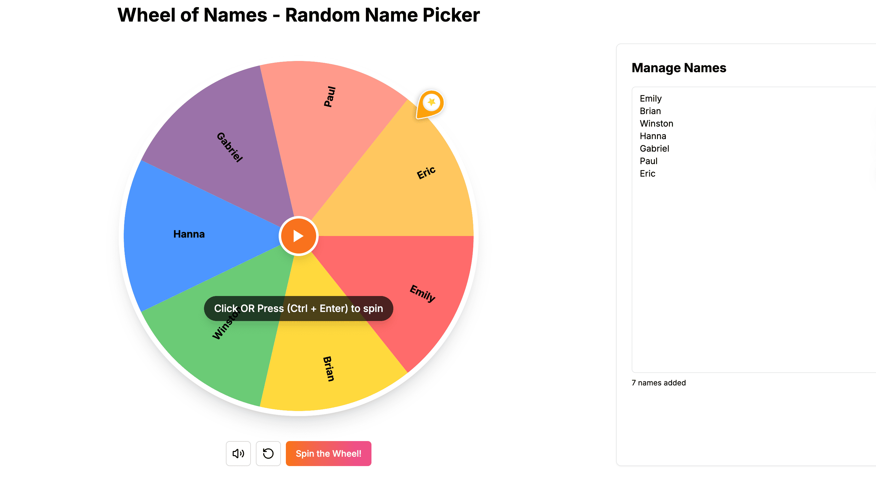 Wheel of Names - Online Random Name Picker | Free & Easy to Use